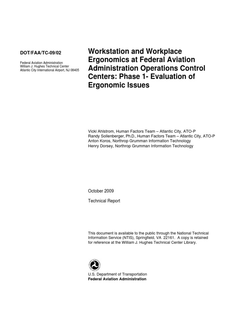 Workstation and Workplace Ergonomics at Federal Aviation Administration Operations Control ...