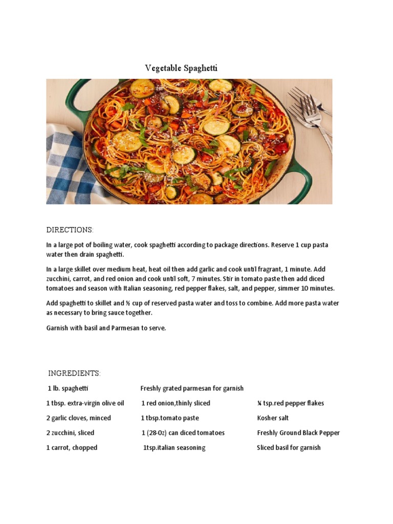 Vegetable Spaghetti | PDF