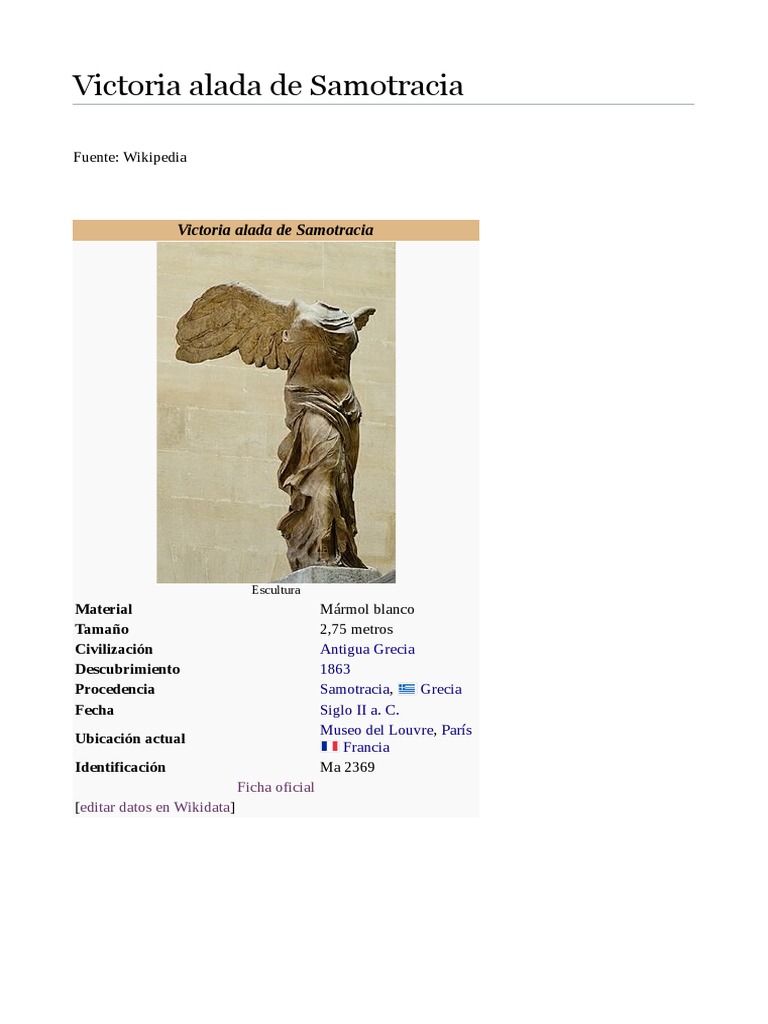 Victoria Alada de Samotracia | PDF | Antigua Grecia | Escultura