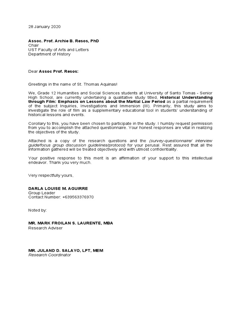 Letter - Permit To Gather Data | PDF