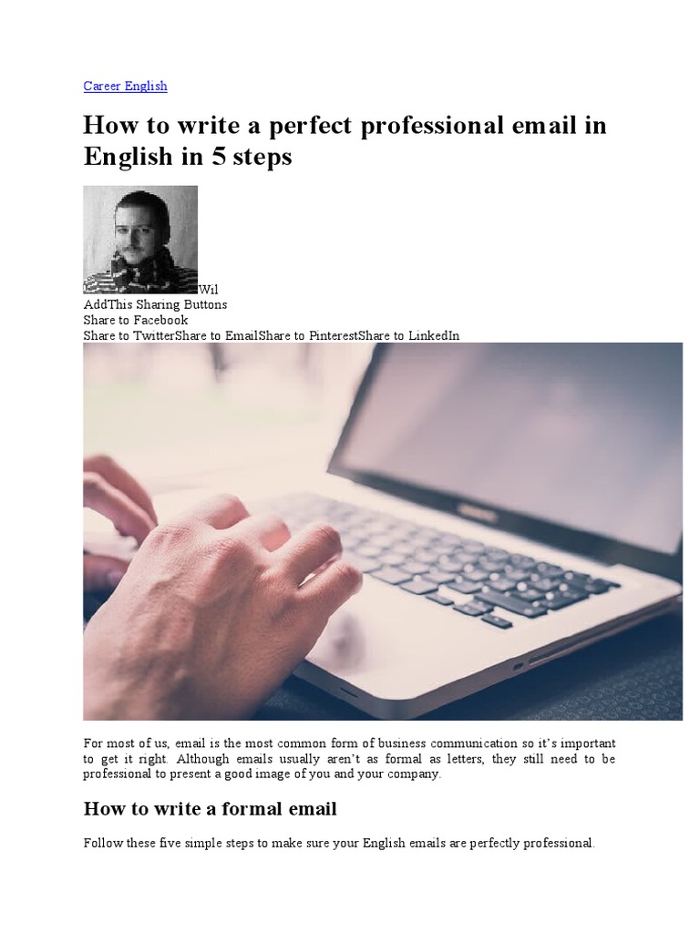 How To Write A Perfect Professional Email In English In 5 Steps Pdf