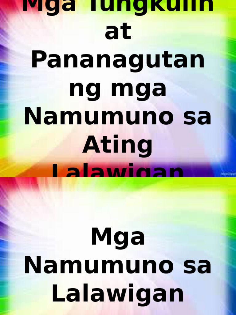 Mga Tungkulin at Pananagutan NG Mga Namumuno Sa Lalawigan | PDF