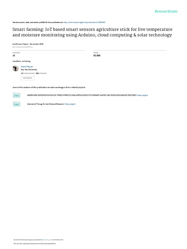 Smart Agriculture Monitoring IOT | PDF | Internet Of Things | Big Data