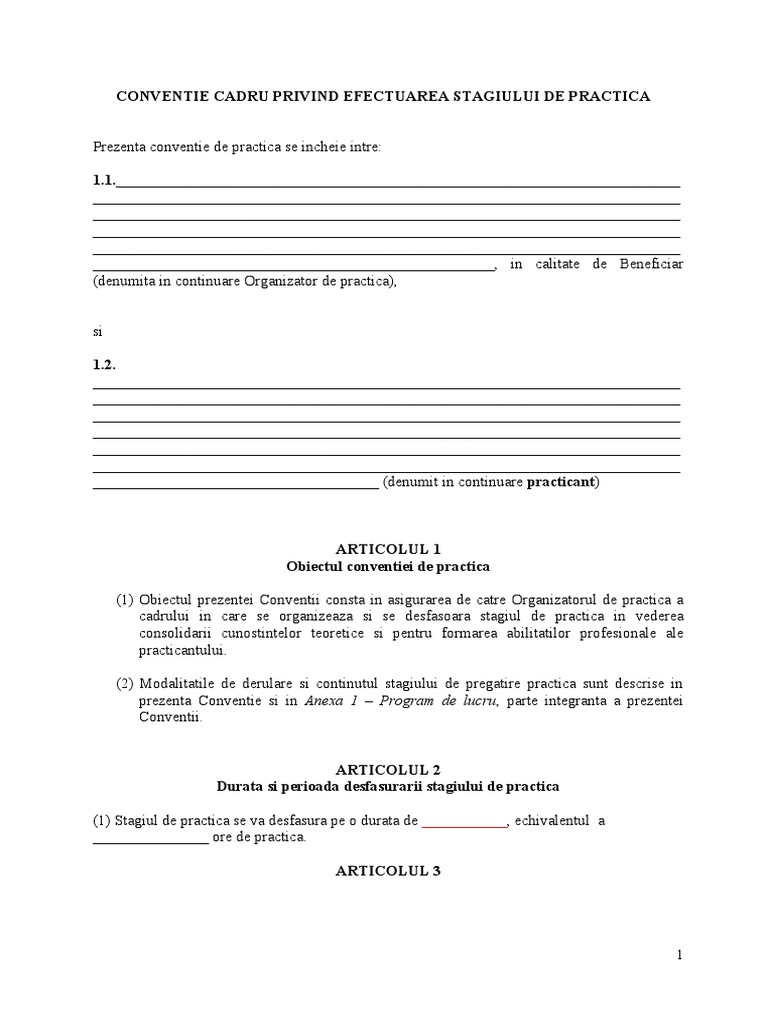 Conventie de Practica Draft | PDF