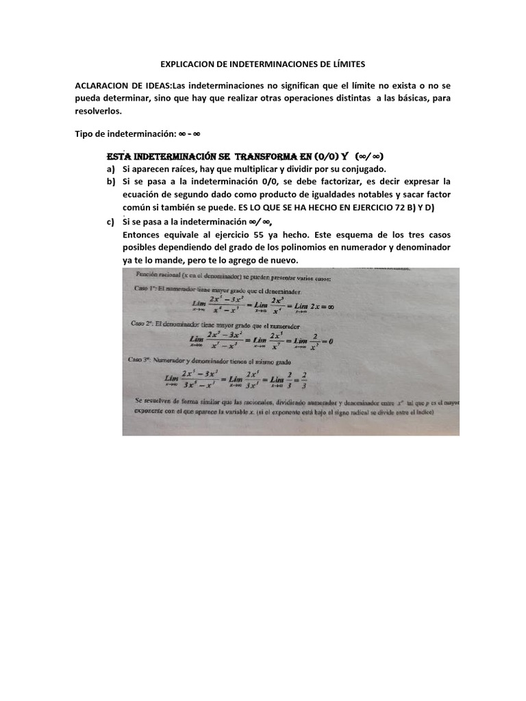 Explicacion Indeterminaciones de Limites | PDF