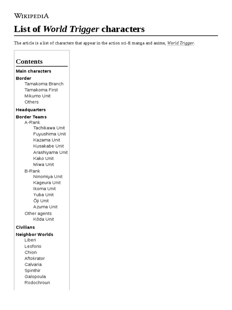 List of World Trigger Characters | PDF | Wikipedia | Shintoism