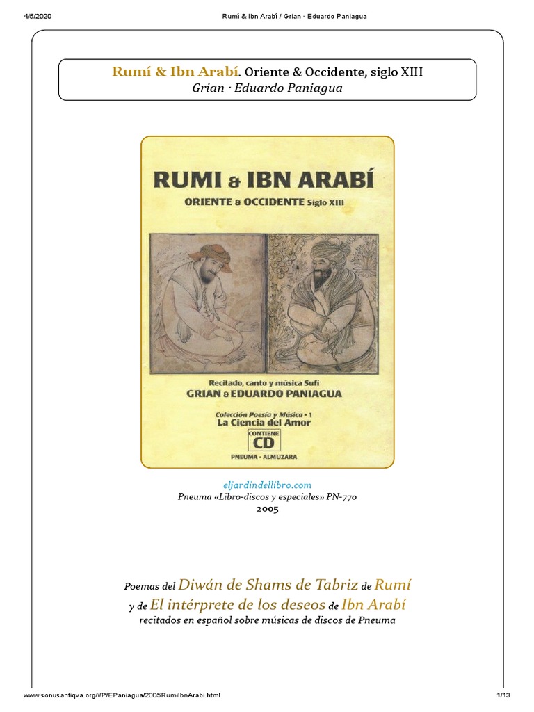 Rumí & Ibn Arabí - Grian Eduardo Paniagua PDF | Descargar gratis PDF ...