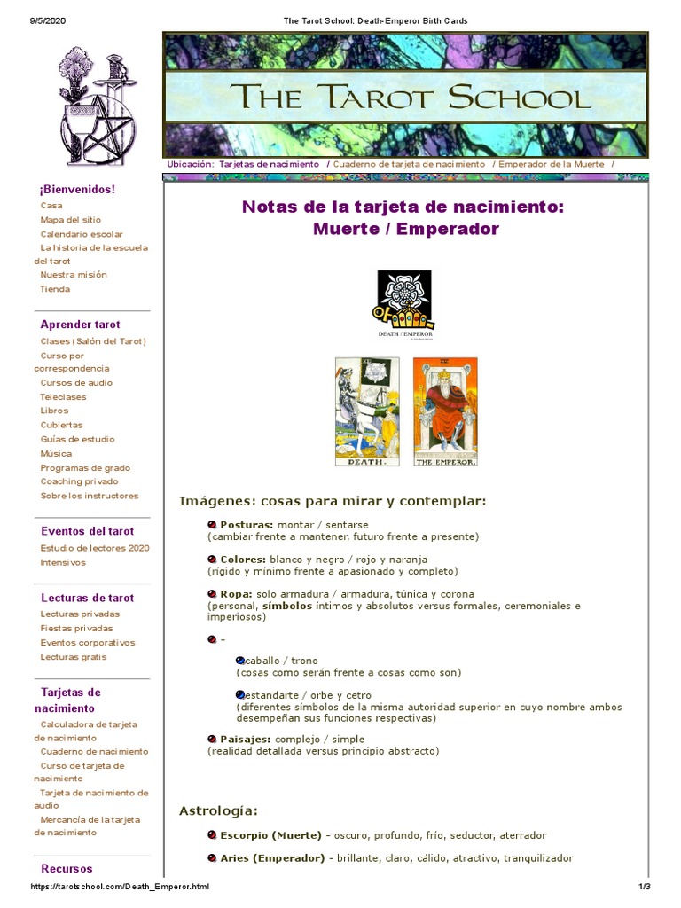 The Tarot School - Death-Emperor Birth Cards PDF | PDF