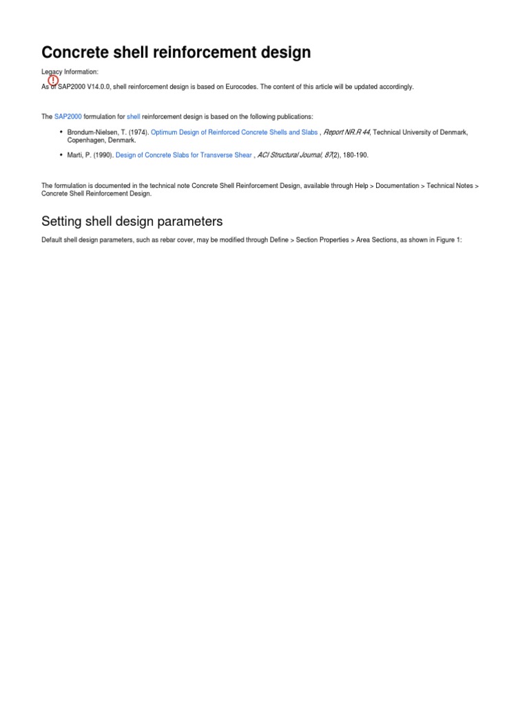 Concrete Shell Reinforcement Design | PDF
