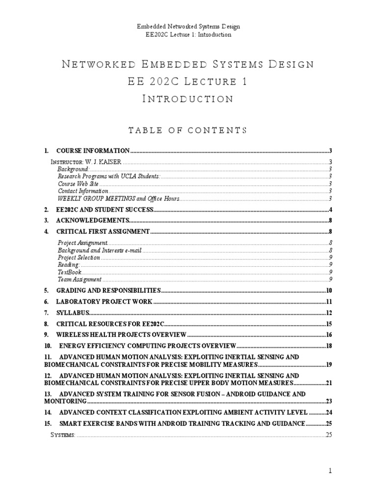 Embedded Networked Systems Design Ee202c Lecture 1 Introduction Pdf Embedded System Multi