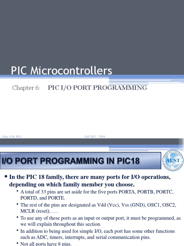 PIC Microcontrollers: Chapter 6: Pic I/O Port Programming | PDF | Input/Output | Electronic Design