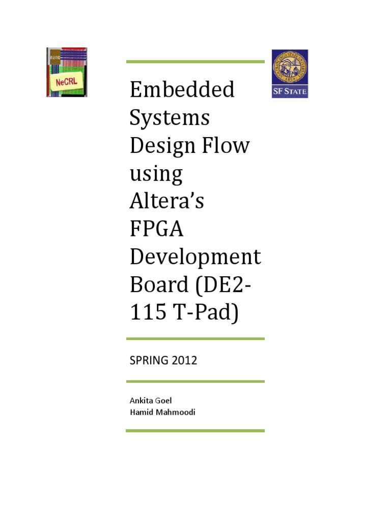 Embedded Systems Design Flow Using Altera's FPGA Development Board (DE2-115 T-Pad) | PDF | Field ...