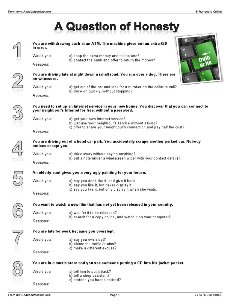 Honesty | PDF | Question | Communication