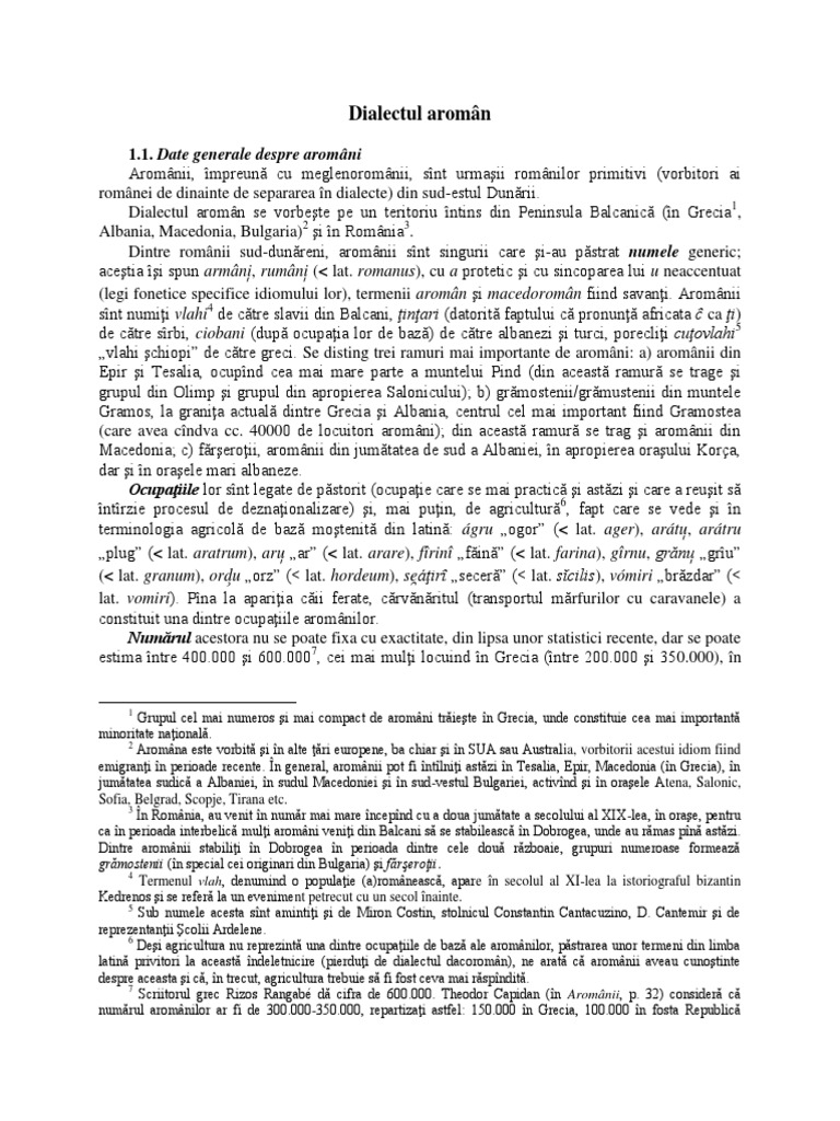 Dialectul Aroman | PDF