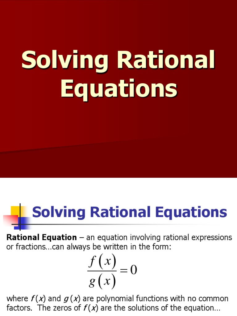 Solving Rational Equations | PDF | Factorization | Equations