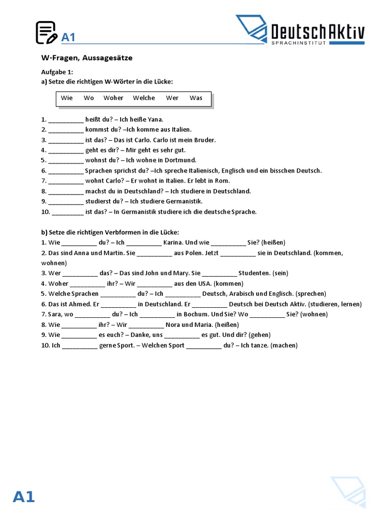 A1 Uebungen 01 PDF | PDF