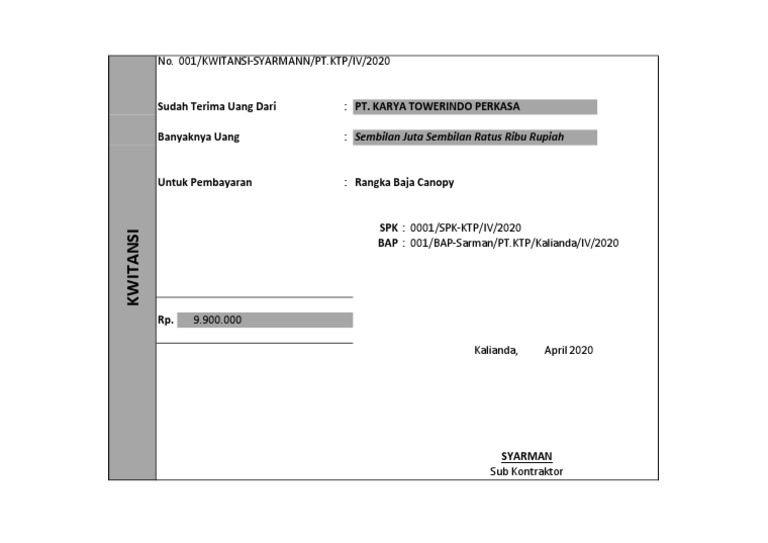 Kwitansi Pembayaran Sound System | PDF