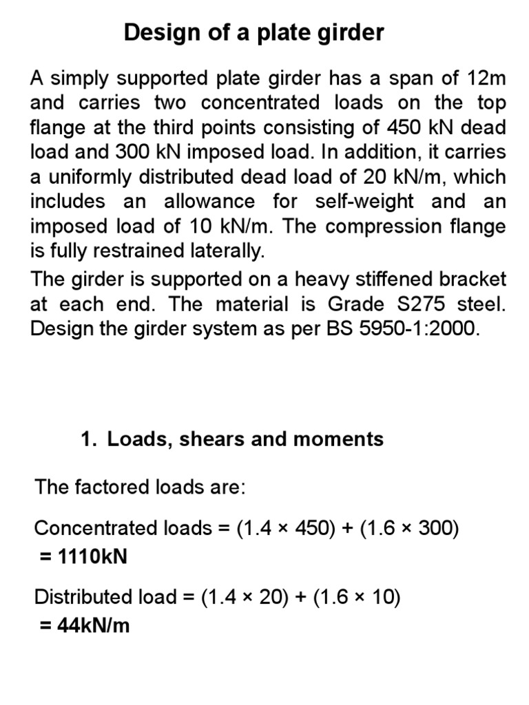 Design of A Plate Girder Example | Download Free PDF | Buckling | Beam ...