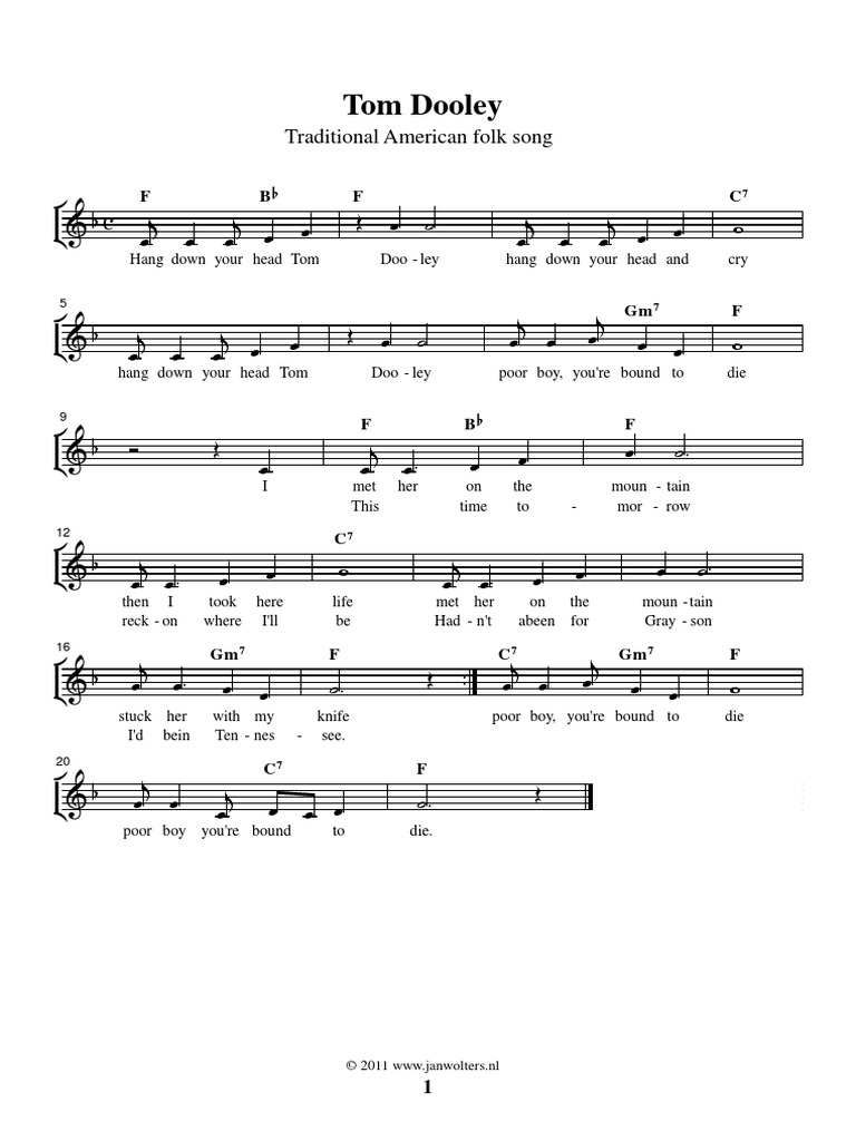 Tom Dooley: Traditional American Folk Song | PDF | Entertainment (General)