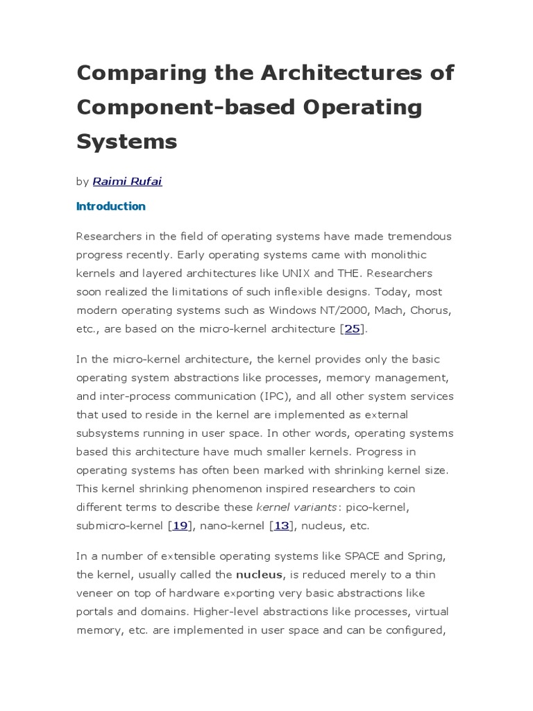 Comparing The Architectures of Component | PDF | Kernel (Operating ...