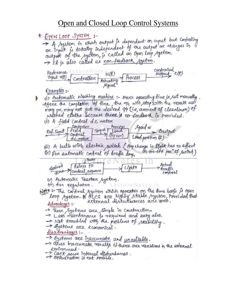 Open and Closed Loop Control Systems | PDF