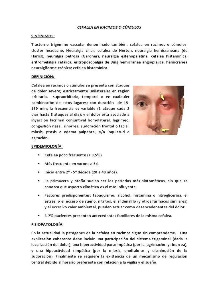 Cefalea en Racimos - Judith Rodriguez | PDF | Fisiología | Enfermedades ...