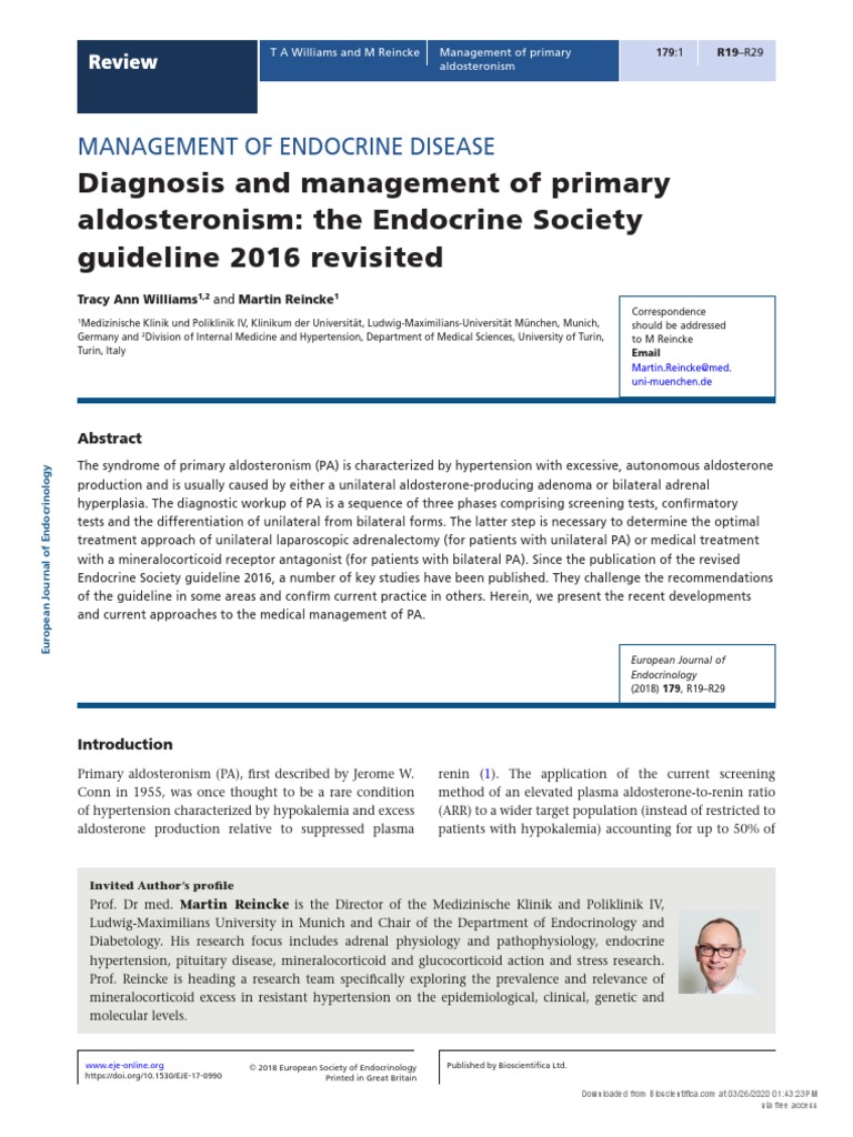 Diagnosis and Management of Primary Aldosteronism: The Endocrine ...