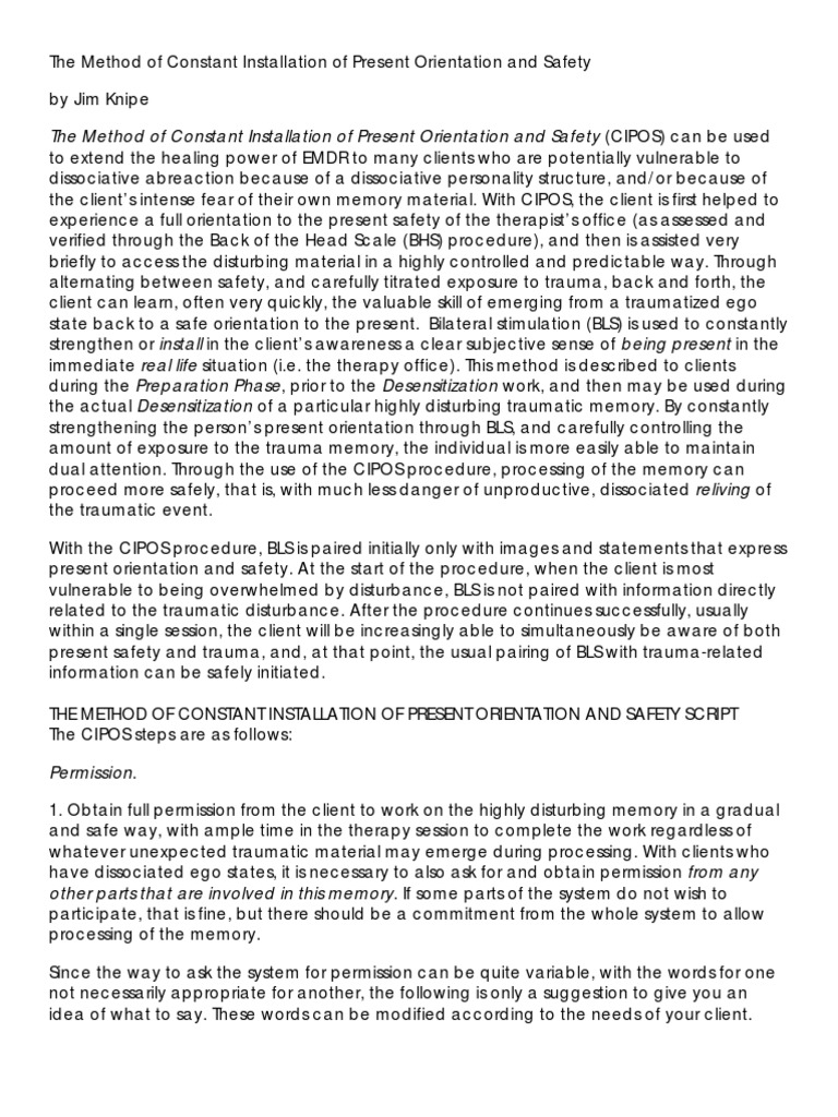 The Method of Constant Installation of Present Orientation and Safety ...