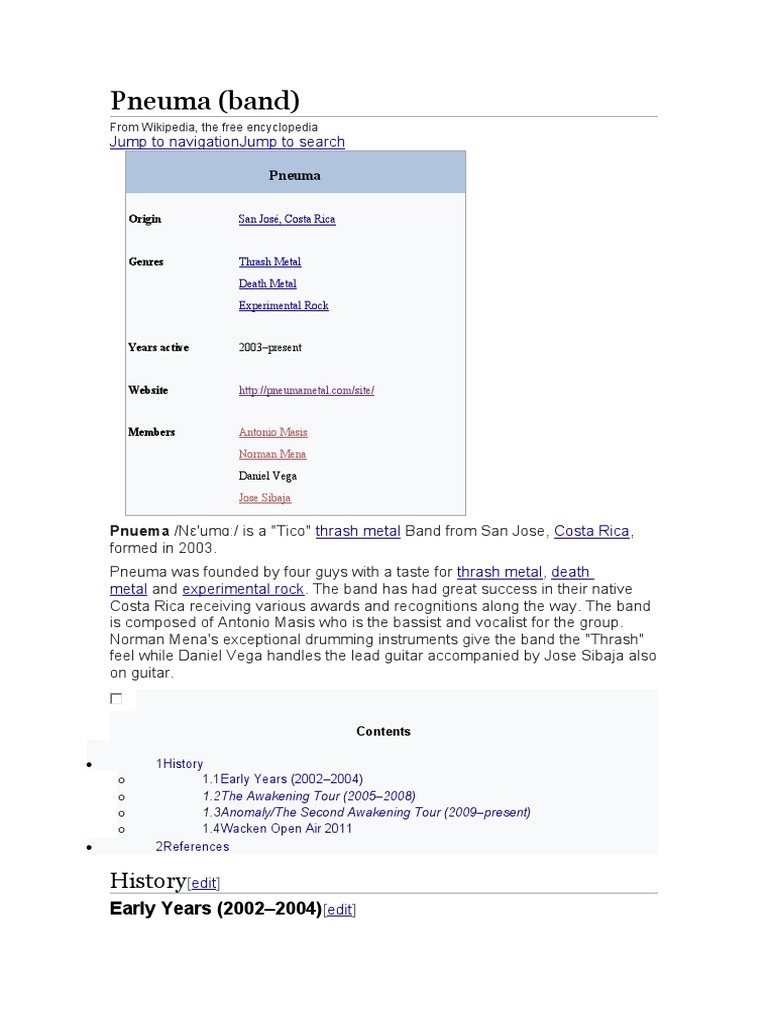 Pneuma (Band) : History | PDF | Rock Music | Musical Subgenres