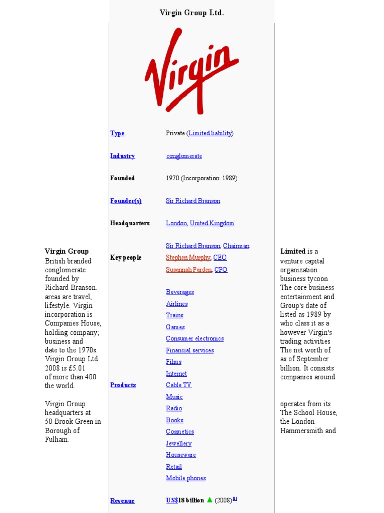 Virgin Group LTD | Download Free PDF | Aviation | Business