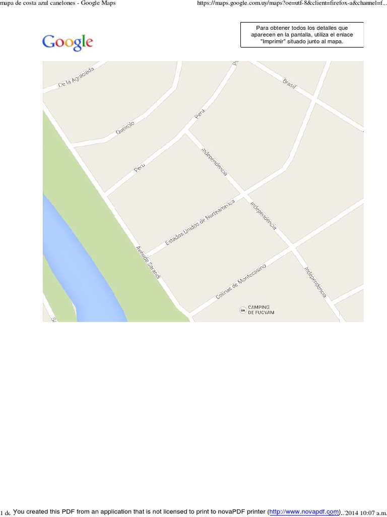 Mapa de Costa Azul Canelones - Google Maps PDF | PDF | Negocios ...