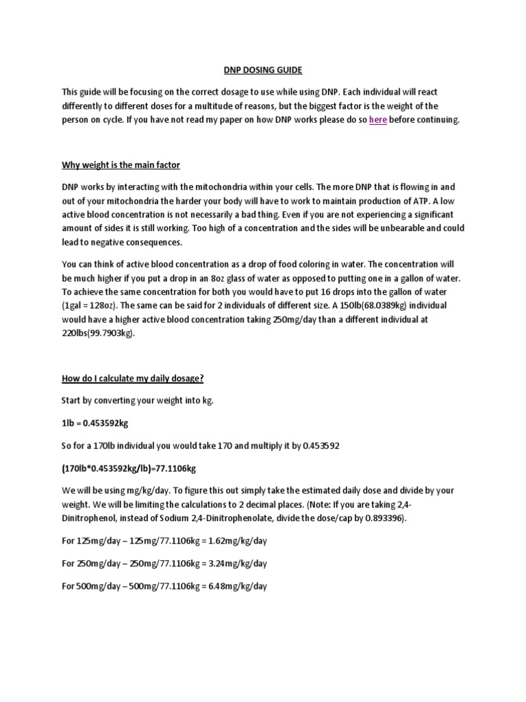 DNP Dosing Guide | PDF | Dose (Biochemistry) | Chemistry