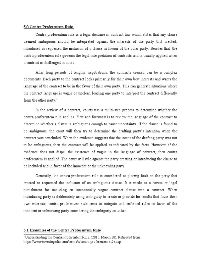 An In-Depth Analysis of the Contra Proferentem Rule and its Application ...