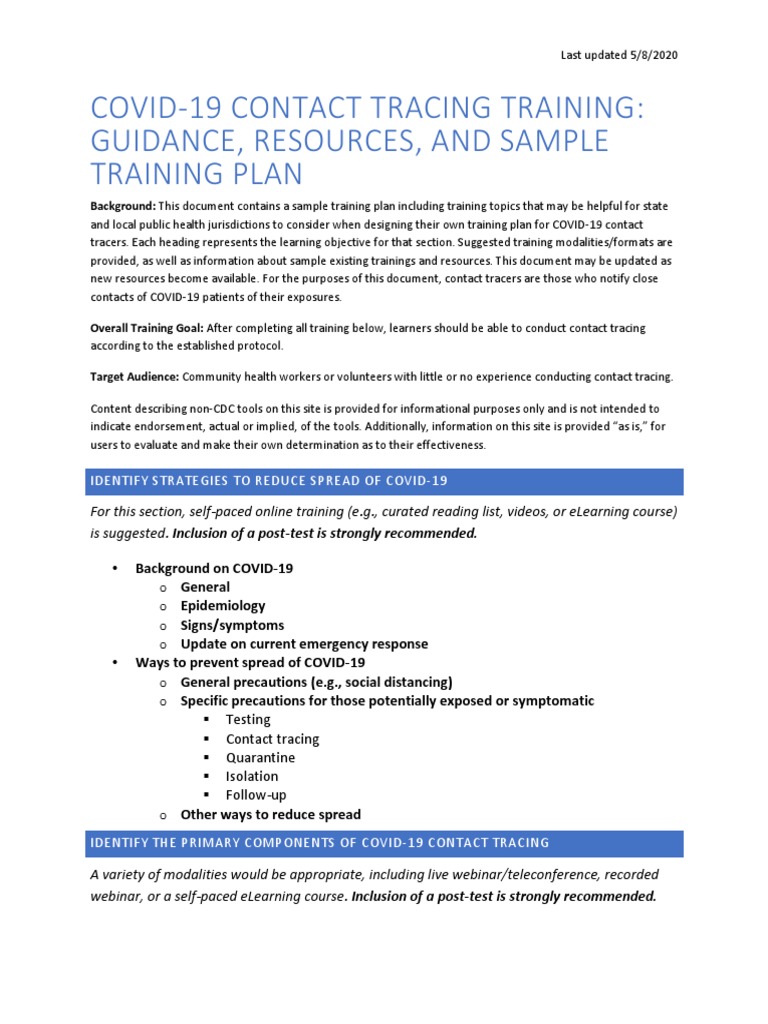 COVID-19 Contact Tracing Training Guide | PDF | Health Insurance ...