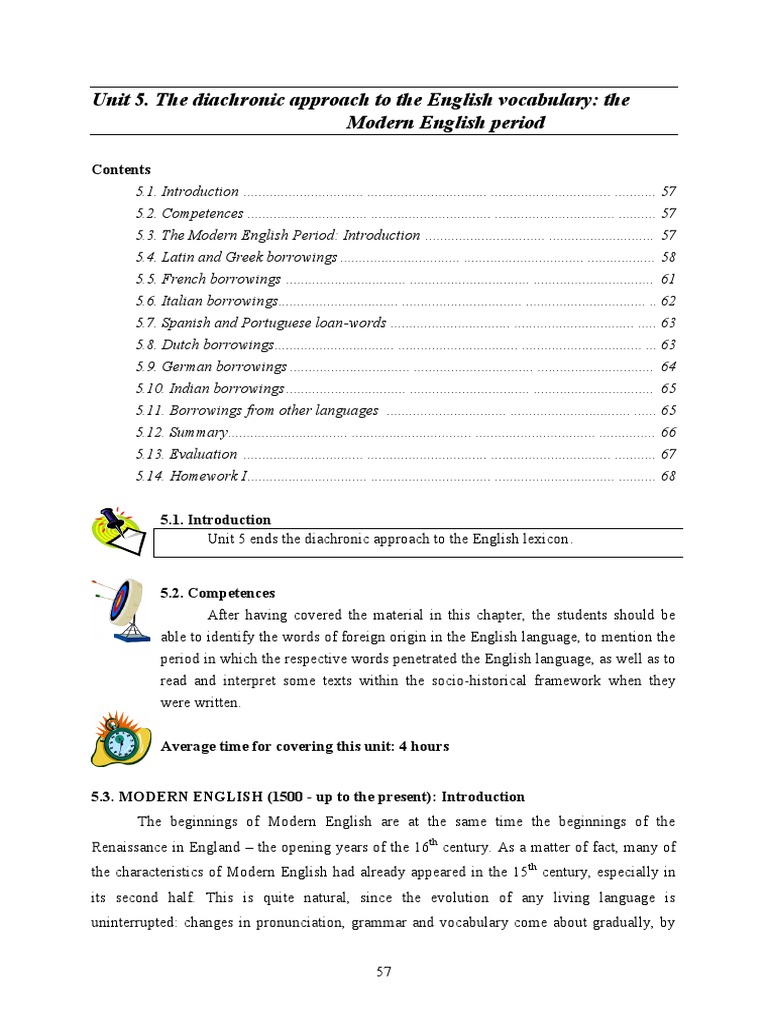 Unit 5. The Diachronic Approach To The English Vocabulary: The Modern ...