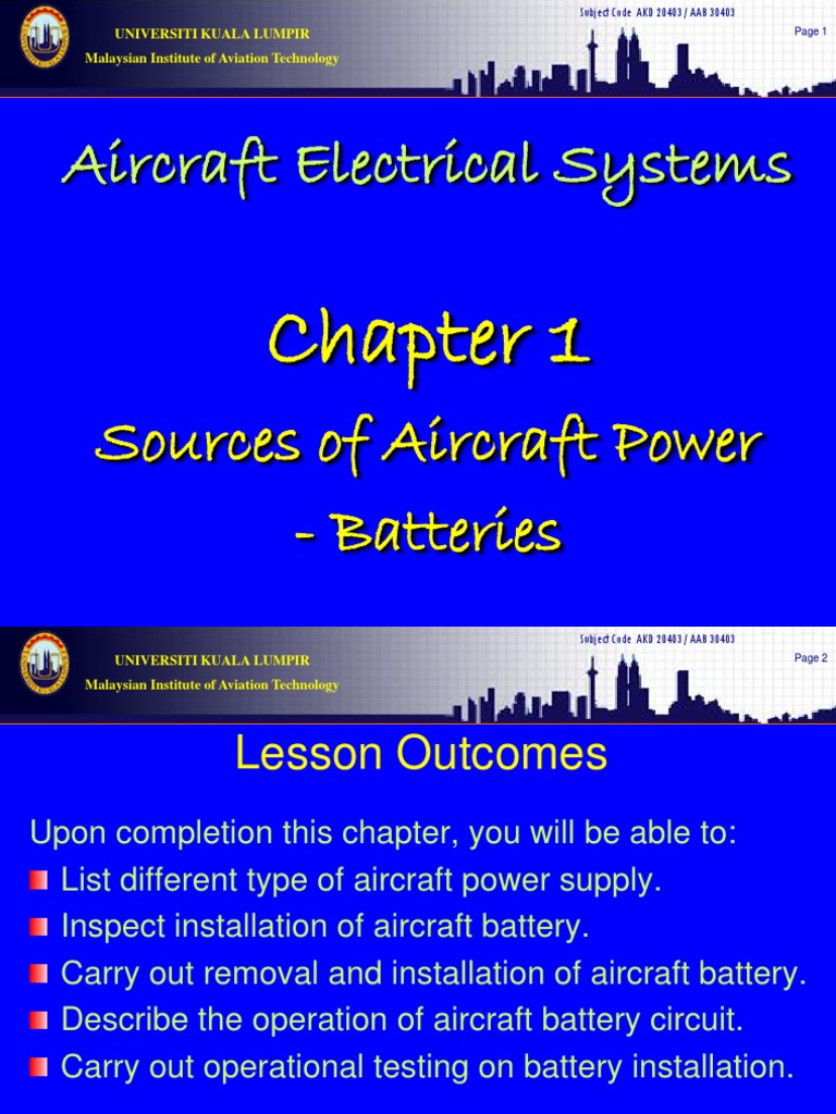 Aircraft Battery Systems Overview | PDF | Battery Charger ...