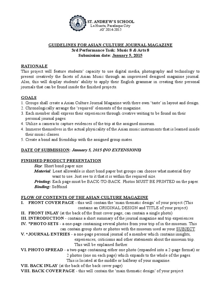 Guidelines For Asian Culture Journal Magazine | PDF | Page Layout ...