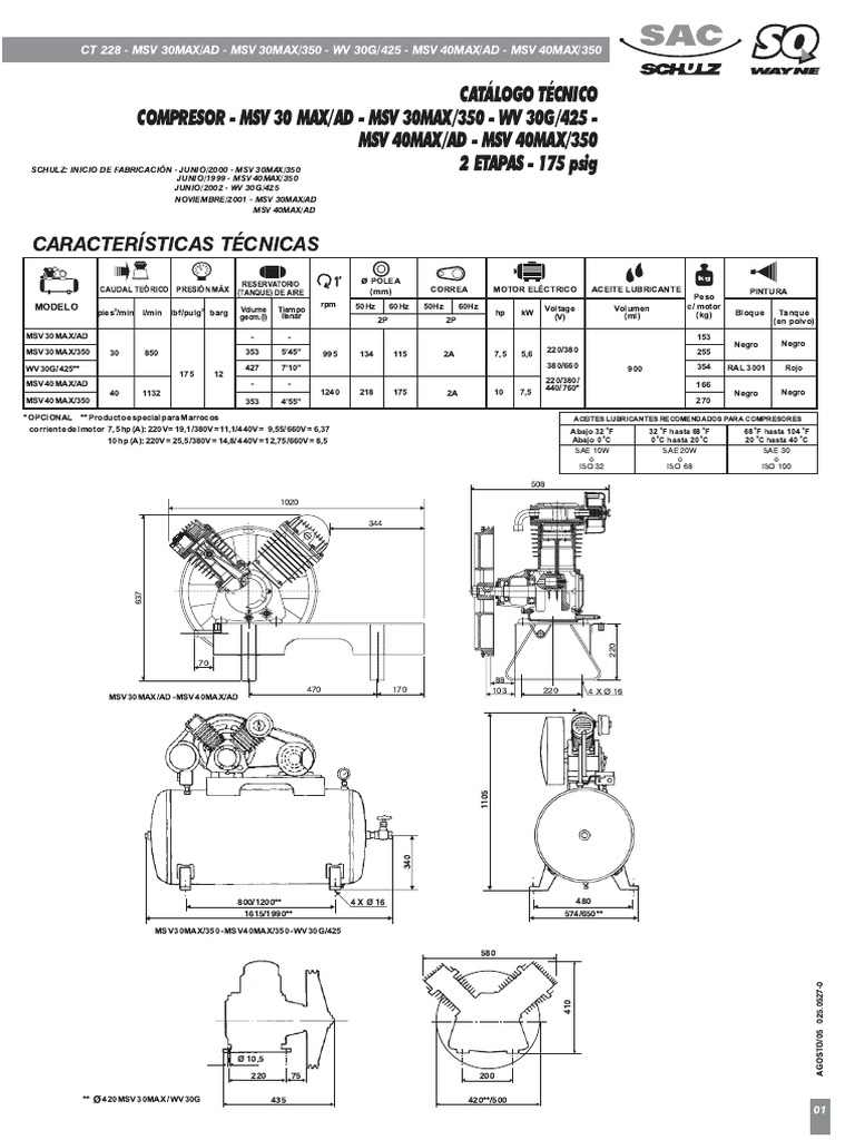 Catálogo Técnico Compresor - MSV 30 Max - Ad PDF | PDF | Science | Ciencia y Tecnología