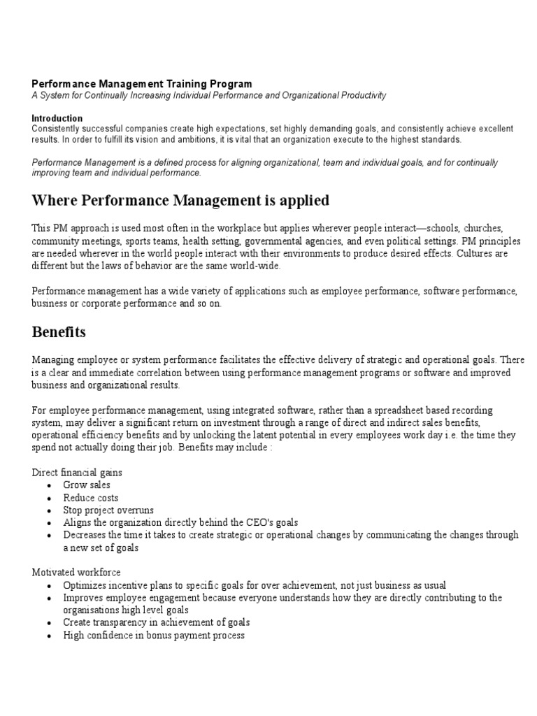 Performance Management Training Program | PDF | Performance Management ...