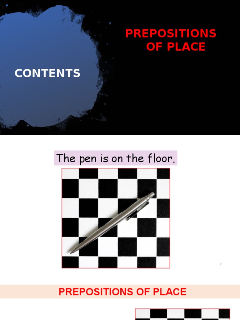 Prepositions of Place - Some Prepositions of Place: A List | PDF | Preposition And Postposition ...