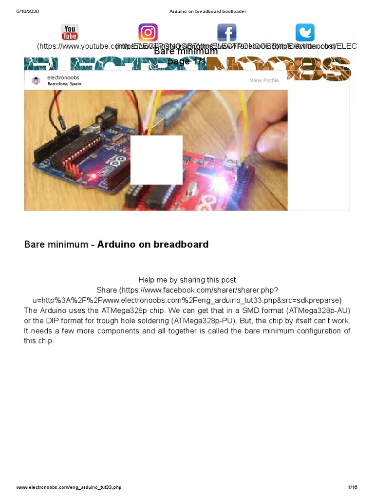 Arduino On Breadboard Bootloader Pdf Pdf Arduino Electromagnetism