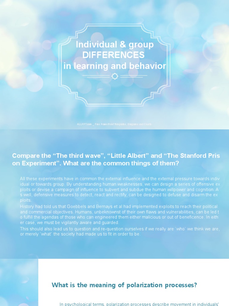 Individual & Group Differences in Learning and Behavior | PDF | Obedience (Human Behavior ...