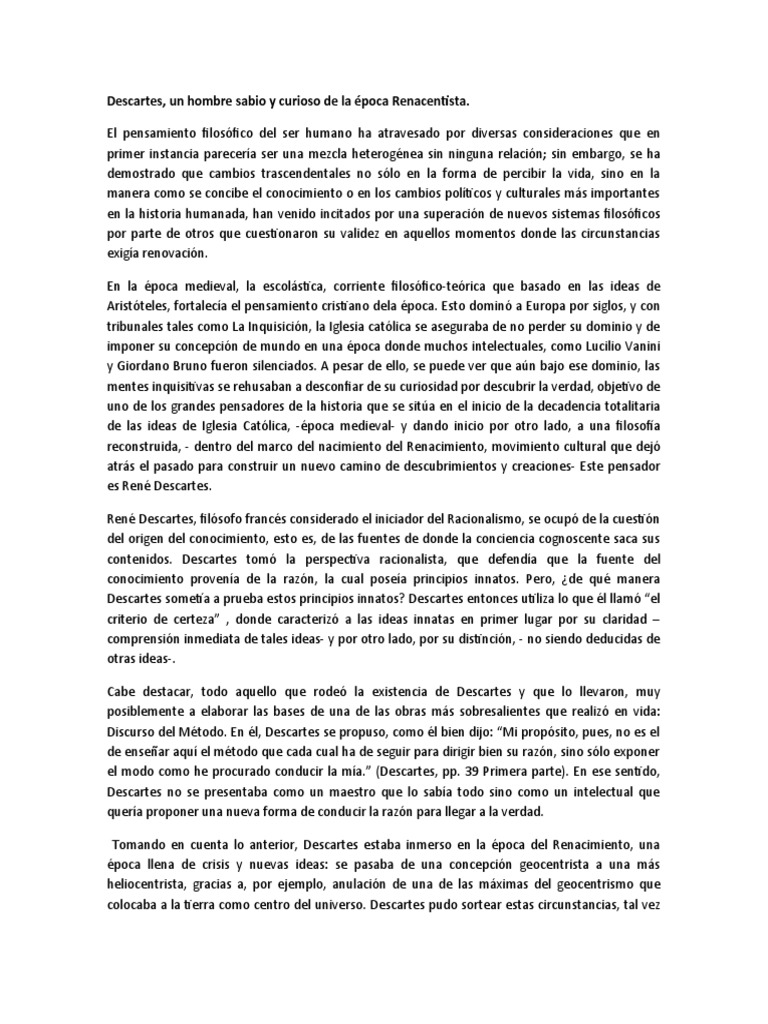 Narrativa de Descartes - Camilo Ferrer | PDF | René Descartes | Intuición