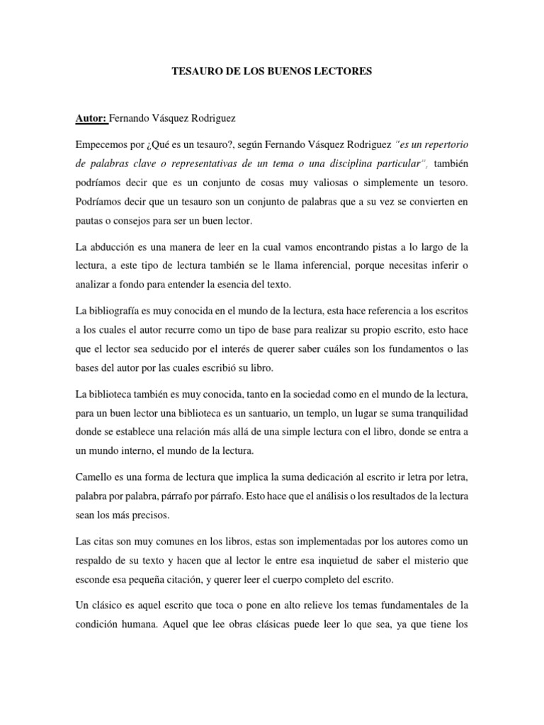Tesauro de Los Buenos Lectores | PDF | Información | Libros