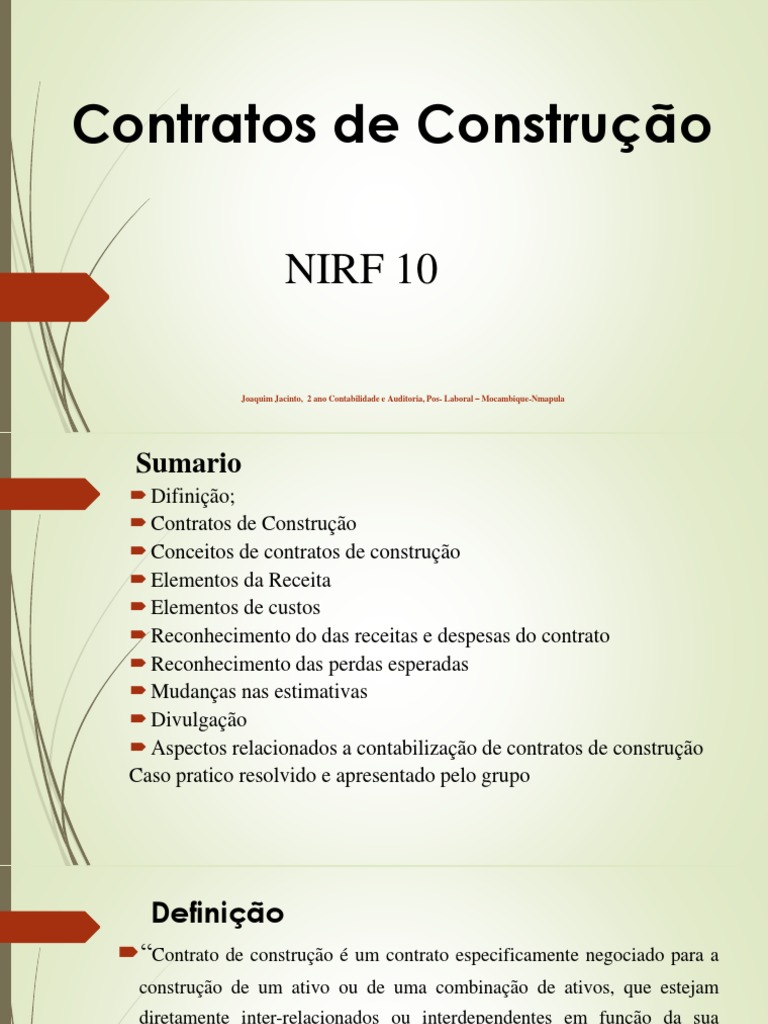 Contratos de Construção | PDF | Despesa | Contabilidade