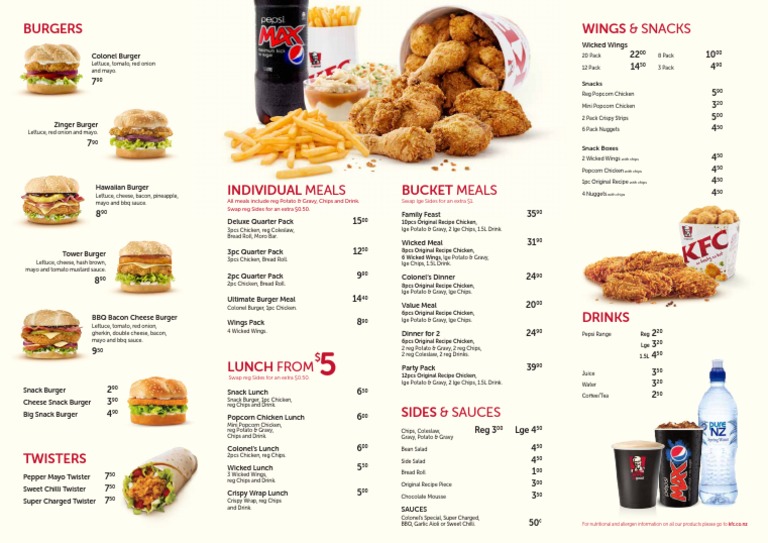 KFC Menu 2016 | PDF | French Fries | Lunch