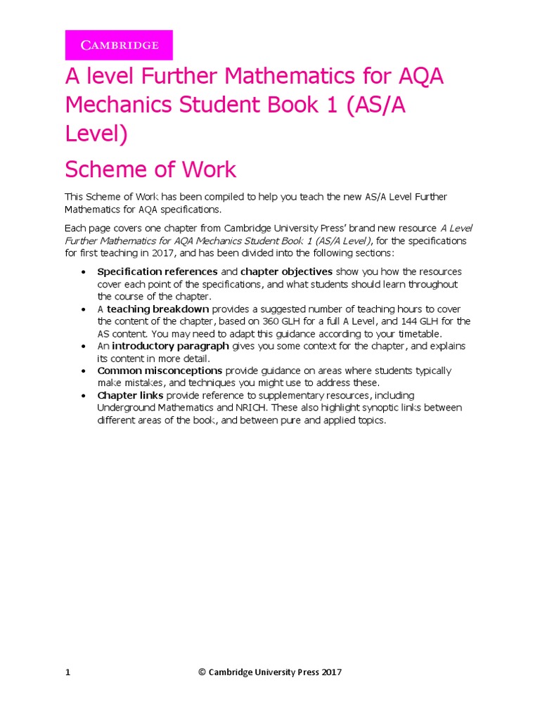 A Level Further Mathematics For AQA Mechanics Student Book 1 (AS/A ...