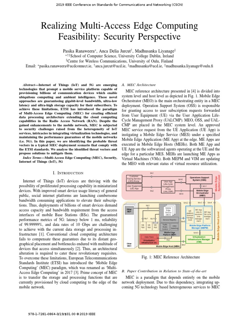 Realizing Multi-Access Edge Computing Feasibility: Security Perspective ...