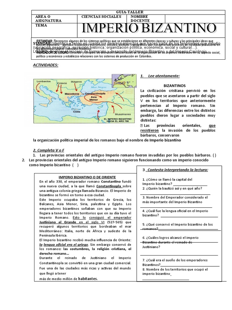 Taller Imperio Bizantino 1 | PDF | imperio Bizantino | Justiniano I