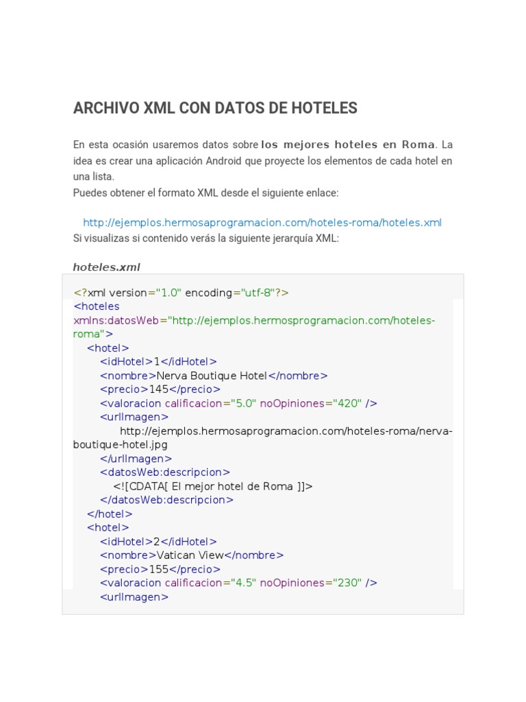 Ejemplo XML | PDF | Java (lenguaje de programación) | Xml